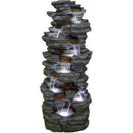 AcquaArte Gartenbrunnen &raquo;Wasserfall CORTE&laquo; Komplettset mit LED-Beleuchtung, Pumpe und Anschlussmaterial grau Einheitsgr&ouml;&szlig;e Gartenbrunnen