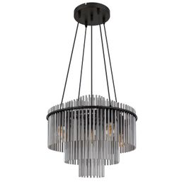 Globo LIGHTING Pendelleuchte &raquo;GORLEY&laquo; E27 1 Stk. Design Glasst&auml;be, Deckenlampe, Wohnzimmer, Esszimmer, H&auml;ngelampe schwarz 5, &Oslash; 50cm H: 120cm, 1 Stk.