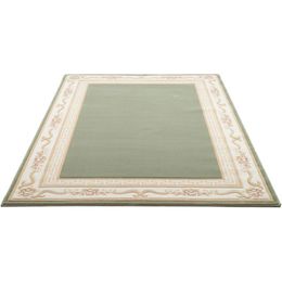 Theko Wollteppich &raquo;Pelinia 7745&laquo; rechteckig 12 mm H&ouml;he Kurzflor, Uni Farben, mit Bord&uuml;re, reine Wolle gr&uuml;n Schurwolle B : 60cm 1 Stk., 12mm, L: 110cm