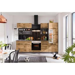 KOCHSTATION K&uuml;chenzeile &raquo;KS-Tulsa&laquo; ohne E-Ger&auml;te, Breite 270 cm, schwarze Metallgriffe, MDF Fronten braun B/H/T: 270cm x 60cm