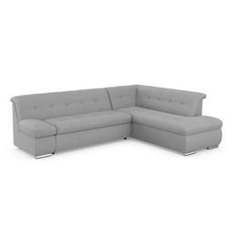 DOMO collection Ecksofa &raquo;MONA 271x213 cm, modern und komfortabel&laquo; whlw. mit Bett- und Armlehnfunktion, L-Form silber Struktur fein 100% Polyester;