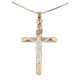 Firetti Damen Kette mit Anh&auml;nger &raquo;Schmuck Geschenk Gold 375 Halsschmuck Halskette Goldkette Venezianer&laquo; mit Kristall gold Gelbgold 375, L: 45 B: 0,5mm