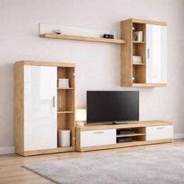 OTTO home Wohnwand &raquo;Cleo 2, Anbauwand, Wohnkombination, Wohnzimmer-Set&laquo; 4 Stk. tlg. braun Glas, Kunststoff, Spanplatte B/H/T: 260cmcm x 206cmcm x 