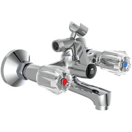 Sch&uuml;tte Wannenarmatur &raquo;Savino&laquo; Mischbatterie Badewanne, Wasserhahn Bad, Wannenarmatur in Chrom grau B/H/T: 19,6cm x 13,5cm x 12,7cm Wannenarmatur