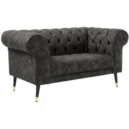 Home Affaire Chesterfield-Sofa &raquo;Tinnum&laquo; grau Luxus-Microfaser Vintageoptik (66% PU, 27% Polyester, 7% Baumwolle);Struktur weich( 97% Polyester, 3% 