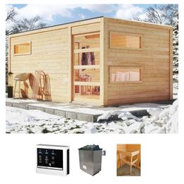Konifera Saunahaus &raquo;Hagen&laquo; Set, Ofen 9 KW externe Strg easy beige Saunaofen, externe Steuerung, 9 kW