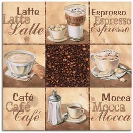 Artland Wandbild &raquo;Kaffee Collage II&laquo; Getr&auml;nke 1 Stk. tlg. als Alubild, Leinwandbild in verschied. Gr&ouml;&szlig;en beige B/H/T: 70cm x 70cm, Leinwandbild Getr&auml;nke, 1 