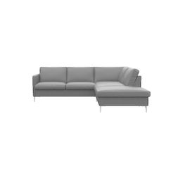 FLEXLUX Ecksofa &raquo;Fiore, L-Form&laquo; schmale Armlehnen, F&uuml;&szlig;e alufarben, B/T 234/225 cm, Kaltschaum im Sitz schwarz 100% Echteder B/H/T: 234cm x 85cm x 
