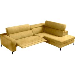 Egoitaliano Ecksofa &raquo;Edith, Designsofa mit hohem Sitzkomfort, Breite 269cm, L-Form&laquo; inkl. elektrischer Relaxfunktion und manuell verstellbaren Kopfteilen gelb 