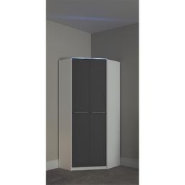 Priess Eckkleiderschrank &raquo;Barcelona Kleiderschrank Eckl&ouml;sung Raumwunder&laquo; in 2 Tiefen Schrank Eckschrank Garderobe schwarz-wei&szlig; Holzwerkstoff B/H/T: 