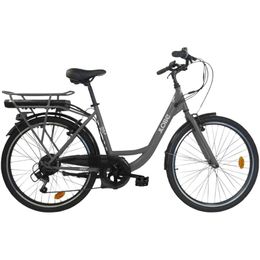 Llobe Unisex Llobe &raquo;City E-Bike 26" Mando anthrazit&laquo; 6 Gang Shimano Tourney Schaltwerk Kettenschaltung Heckmotor 250 W 46cm, 26 Zoll (66,04cm)