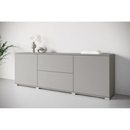 OTTO home Lowboard &raquo;Kenia&laquo; 1 Stk. tlg. 2 T&uuml;ren, 2 Schubladen, Breite 180 cm, h&ouml;henverstellbare Einlegeb&ouml;den grau Hartfaserplatte, Holzwerkstoff, 