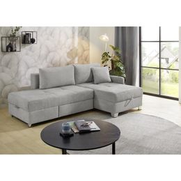 Jockenh&ouml;fer Ecksofa &raquo;Lemberg L-Form, B: 232 cm, Dreh-Schwenk-Ottomane&laquo; mit Schlaffunktion, Bettkasten & Zierkissen, wandelbar zum Big-Sofa grau Korpus: 100% 
