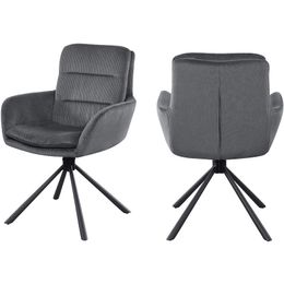 Salesfever Esszimmerstuhl &raquo;Pizzo Eleganter Armlehnstuhl&laquo; () 1 Stk.Cord-Esszimmersessel mit 360&deg; Drehkomfort schwarz Metall, Nylon, Polyester B/H/T: 
