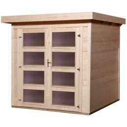 Weka Gartenhaus &raquo;321 Gr.2, natur, 19 mm&laquo; beige Massivholz Fu&szlig;boden im Gartenhaus, ohne R&uuml;ck- und Seitenwand, ohne Dacheindeckung