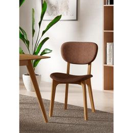 Home Affaire Stuhl &raquo;COZY Made in Italy&laquo; (Set) 2 Stk.Gestell in Buche, Kirsch- oder Nussbaum, Massivholz, Design Stuhl braun Polyester B/H/T: 50cm x 