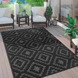 Paco Home Teppich &raquo;Livorno 672&laquo; rechteckig 14 mm H&ouml;he Uni-Farben, Scandi, Rauten Muster, Hoch-Tief Effekt, Outdoor geeignet grau Polypropylen B : 80cm 1 Stk., 