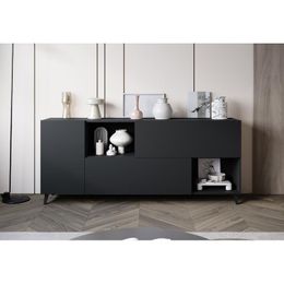 Home Affaire Sideboard &raquo;Phuket, Kommode mit 1 T&uuml;r, 2 Klappen und offenen F&auml;chern&laquo; 1 Stk. tlg. 180 cm breit, modernes Design mit viel Stauraum schwarz 