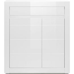 Home Affaire Kommode &raquo;Carat&laquo; Breite 100 cm, wird mit 2 Leisten geliefert (weiss und grau) wei&szlig; B/H/T: 100cm x 112cm x 35cm