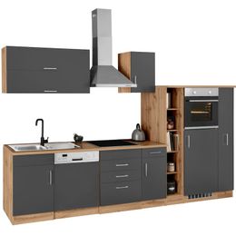 KOCHSTATION K&uuml;chenzeile &raquo;KS-Colmar&laquo; mit E-Ger&auml;ten, Breite 330 cm grau B/H/T: 330cm x 60cm