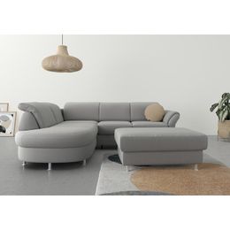 Sit & More sit&more Ecksofa &raquo;Apulia L-Form&laquo; wahlweise Schlaffunktion, Bettkasten und Kopf- und Armteilverstellung grau Webstoff (100% Polyester);Struktur weich (
