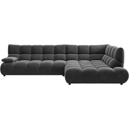 Home Affaire Ecksofa &raquo;Cozy Bubble, mit klappbarer Armlehne, Breite 324 cm&laquo; mit eleganter Steppung, Rundumbezug & weicher Polsterung grau 100% 