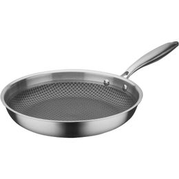 GSW Bratpfanne &raquo;Inoxxa Black&laquo; Edelstahl 1 Stk. tlg. Antihaft-Versiegelung und erhabene Edelstahl-Wabenstruktur, Induktion silber &Oslash; 28cm + H&ouml;he 5cm