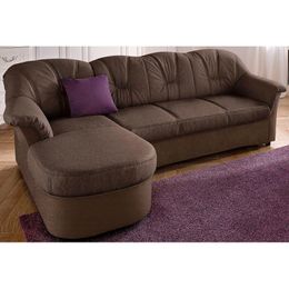 DOMO collection Ecksofa &raquo;FLORES Schlafsofa, 233x142x86 cm, L-Form&laquo; whlw. mit Bettfunktion, whlw. mit Federkern braun Kunstleder SOFTLUX / Struktur ( 