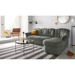 DOMO collection Ecksofa &raquo;Papenburg, zeitlose R&uuml;ckensteppung, elegante Formensprache, L-Form&laquo; in gro&szlig;er Farbvielfalt, wahlweise mit Bettfunktion gr&uuml;n 