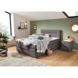 Jockenh&ouml;fer Boxspringbett &raquo;Carmen&laquo; mit Bettkasten und Topper, erh&auml;ltlich in 120 & 140cm Breite grau Strukturstoff, Liegefl&auml;che B/L: 120cm x 200cm, Gewicht bis: 