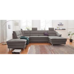 Sit & More sit&more Wohnlandschaft &raquo;Cardoso U-Form&laquo; mit Federkern und Kopfst&uuml;tzen, mit Schlaffunktion und Relaxfunktion grau Luxus-Microfaser 1 (100% Polyester);