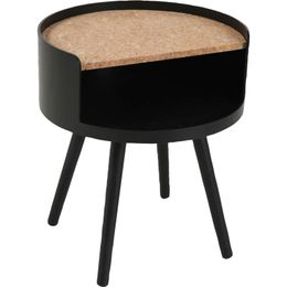 M&ouml;bilia Beistelltisch mit Stauraumfach und Ablage aus Kork schwarz MDF mit Kork, Pinie B/H/T: 40cm x 46cm x 40cm, MDFmit Kork, Beine Pinie