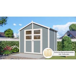 Konifera Gartenhaus &raquo;Visby 3&laquo; Inklusive Fussboden, in 4 Gr&ouml;&szlig;en und 2 Farben grau Massivholz Fu&szlig;boden im Gartenhaus