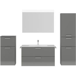 Nobilia Badm&ouml;bel-Set &raquo;Tolvina&laquo; vormontiert, mit Soft-Close, 4 Stk. tlg. grau B/H/T: 210cmcm x 169cmcm x 48,7cmcm, Griffe edelstahlfarbig