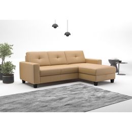 OTTO home Ecksofa &raquo;Varese&laquo; wahlweise mit Schlaffunktion und Bettkasten beige B/H/T: 239cm x 91cm x 164cm, NaturLEDER Stoff, Recamiere rechts,mit 
