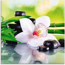 Artland Glasbild &raquo;Spa Steine Bambus Zweige Orchidee&laquo; Zen 1 Stk. tlg. in verschiedenen Gr&ouml;&szlig;en gr&uuml;n B/H/T: 30cm x 30cm, Glasbild Zen, 1 Stk.