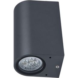 Heitronic Au&szlig;en-Wandleuchte &raquo;Ambos&laquo; GU10 Wandlampe, Au&szlig;enleuchte, Lichtaustritt oben und unten grau 2, H: 15cm