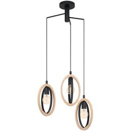 Eglo H&auml;ngeleuchte &raquo;BASILDON Pendellampe, E27, Stahl, Holz, Vintage, Esstischlampe, Lampe&laquo; E27 1 Stk. H&auml;ngeleuchte, Esszimmer, H130 x &Oslash;61,5 cm, schwarz