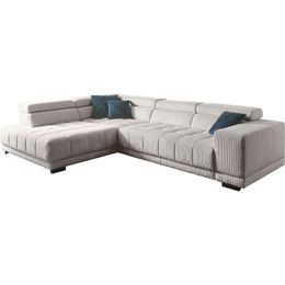 Die PlanBar Ecksofa &raquo;MP-IN15053 L-Form breiter Schenkel&laquo; wahlweise mit Kopfteilverstellung und manueller Vorziehbank grau 100% Polyester B/H/T: 323cm 