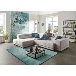 Die PlanBar Ecksofa &raquo;MP-IN15053 L-Form breiter Schenkel&laquo; wahlweise mit Kopfteilverstellung und manueller Vorziehbank grau 100% Polyester B/H/T: 323cm 