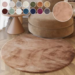 Esprit Hochflor-Teppich &raquo;Alice ESP-4377 Kunstfell&laquo; rund 25 mm H&ouml;he Kaninchenfell-Haptik, besonders weich und dicht, f&uuml;r alle R&auml;ume rosa Kunstfaser &Oslash; 200cm 1 
