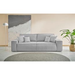 OTTO home 3-Sitzer &raquo;FINNLEY Struktur fein, Schlafsofa 257 cm&laquo; mit Bettkasten, in Boucl&eacute;, Struktur fein und Mega Cord silber Bezugstoff 100% PES !;