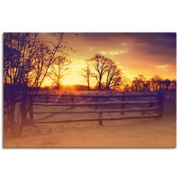 Artland Leinwandbild &raquo;Sonnenaufgang im Februar&laquo; Sonnenaufgang & -untergang 1 Stk. tlg. auf Holzrahmen gespannt beige Leinwand B/H/T: 90cm x 60cm, Leinwandbild