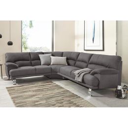 Trendmanufaktur Ecksofa &raquo;Cecilia II, in italienischen Design, bequem, hoher Sitzkomfort, L-Form&laquo; extrabreite Armlehnen f&uuml;r noch mehr Sitzkomfort grau 