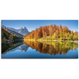 Artland Leinwandbild &raquo;Riessersee Bayern&laquo; Seebilder 1 Stk. tlg. auf Holzrahmen gespannt blau Leinwand B/H/T: 60cm x 30cm, Leinwandbild Seebilder Querformat, 1 
