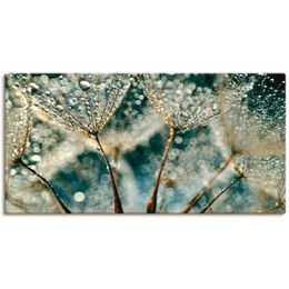 Artland Leinwandbild &raquo;Pusteblume Regenschauer&laquo; Blumen 1 Stk. tlg. auf Holzrahmen gespannt grau B/H/T: 150cm x 75cm, Leinwandbild Blumen, 1 Stk.