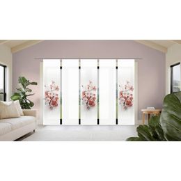 Home Wohnideen Schiebegardine &raquo;LOTUS&laquo; Paneelwagen 5 Stk. tlg. Schiebewand Seidenoptik, SET, Digitaldruck rosa Polyester 245cm, Paneelwagen, 60cm