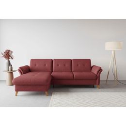 Sit & More sit&more Ecksofa &raquo;G&ouml;teborg&laquo; Sitztiefenverstellung und Federkern, wahlweise mit Bettfunktion lila B/H/T: 268cm x 90cm x 176cm, Flachgewebe AMSTERDAM, 