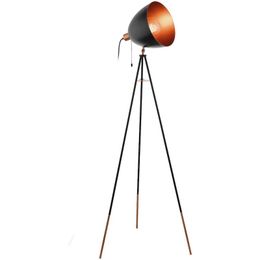 Eglo Stehlampe &raquo;CHESTER Stehlampe, E27, IP20, Vintage, Stahl, Wohnzimmerlampe, Lampe&laquo; E27 Stehleuchte, H149,5 cm, schwarz, kupfer, 1X60W exkl. schwarz
