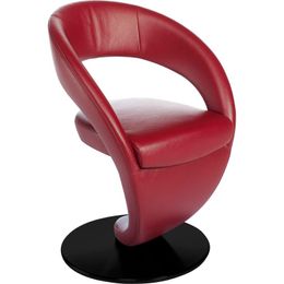 K+w Komfort & Wohnen K+W Komfort & Wohnen Esszimmerstuhl &raquo;Wave, Drehstuhl&laquo; () Design-Drehstuhl, schwarzer Drehteller rot Bronco: Nappaleder pigmentiert, Dickleder, 1, 3/1,
